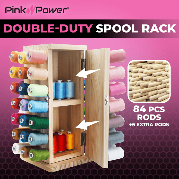 84-Spools Full Rotating Storage Rack – Pink Power