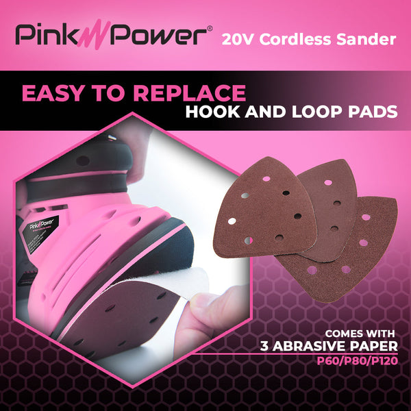 PP204 20-Volt Cordless Sander Kit | Pink Power